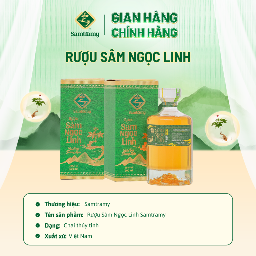 Rượu Sâm Ngọc Linh Chai Classic - Sâm Trà My